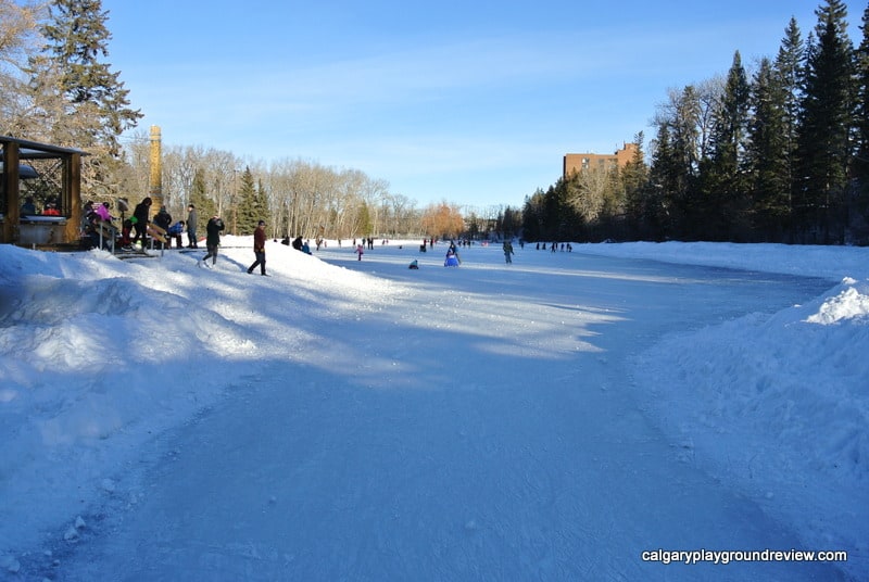 Skating at Bowness Park Lagoon - calgaryplaygroundreview.com